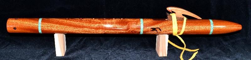 African Sapele Native American Style Flute in F#m W/Turquoise Bands